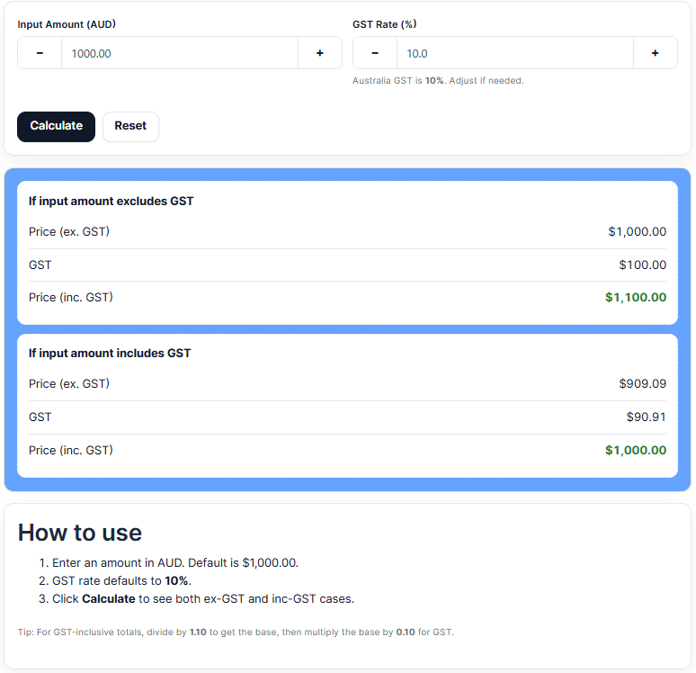 The Most Accurate GST Calculator in Australia